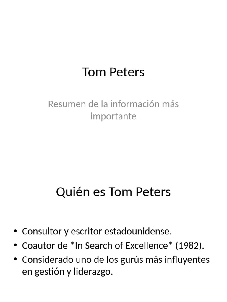 Tom Peters Diapositivas | PDF