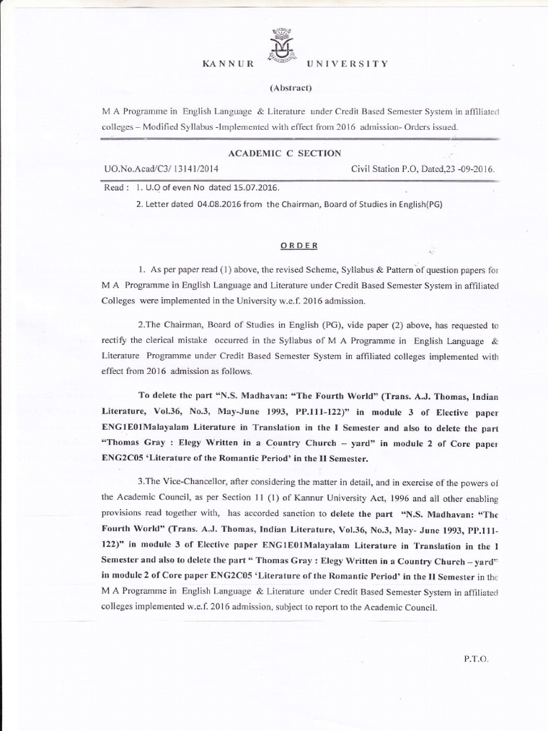 MA English Modified Syllaby 29-09-16 | PDF