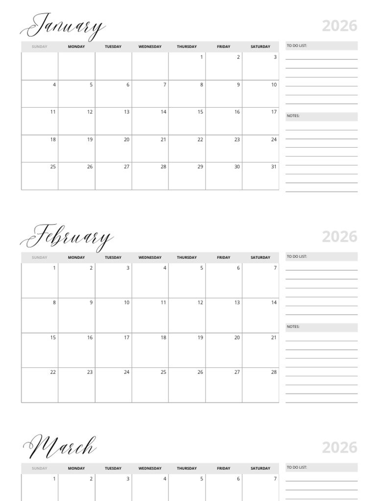 2026 Monthly Calendar Planner | PDF