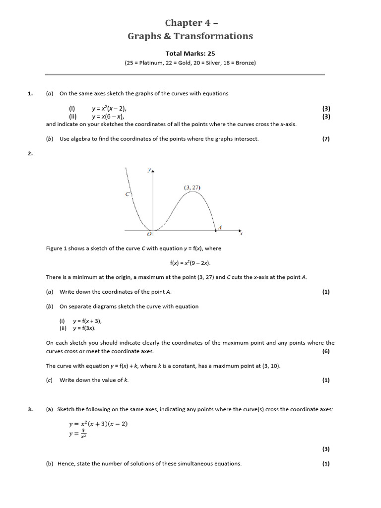 Pure Y1 - Chapter 4 - Graphs & Transformations | PDF