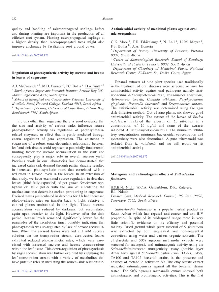 Mutagenic and Antimutagenic Effects of Sutherlandia Frutescens | PDF ...