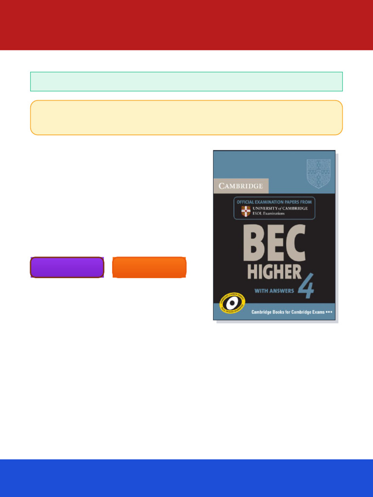 Cambridge BEC 4 Higher Student s Book with Answers Examination Papers from University of ...