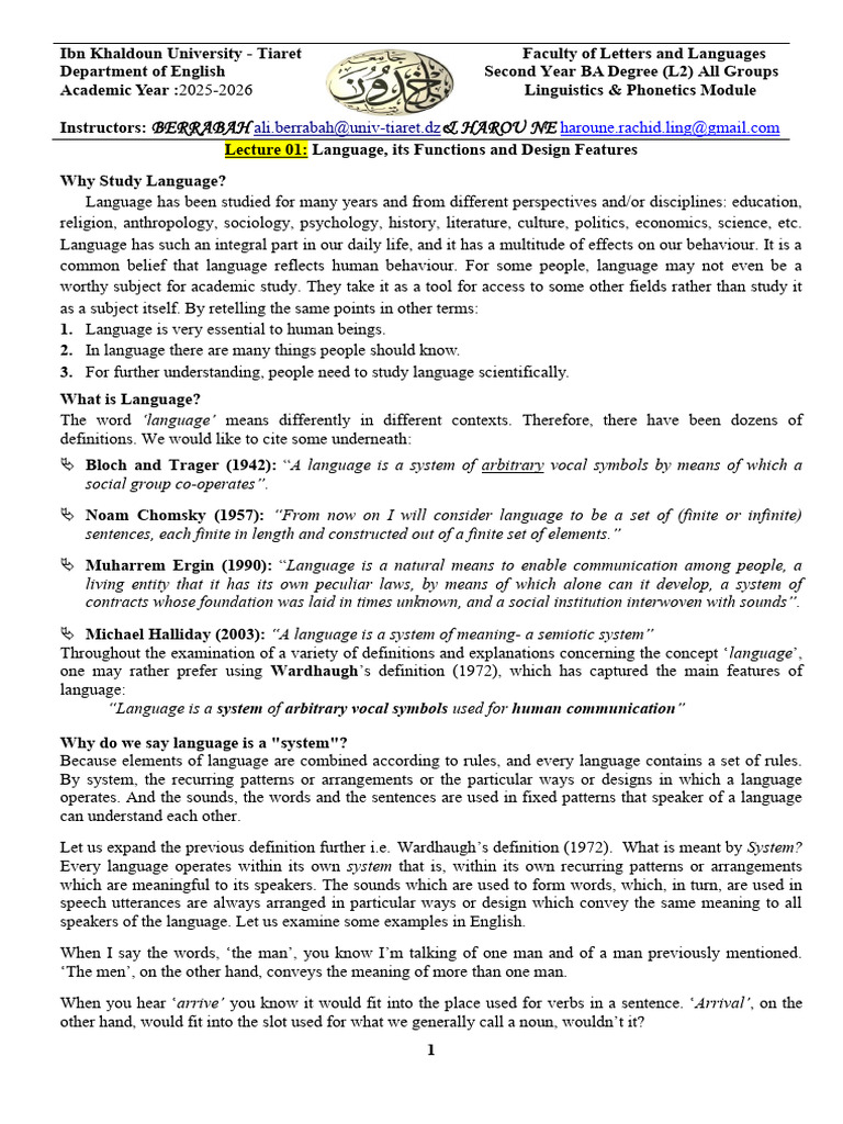 Understanding Language Functions and Features | PDF | Linguistics ...