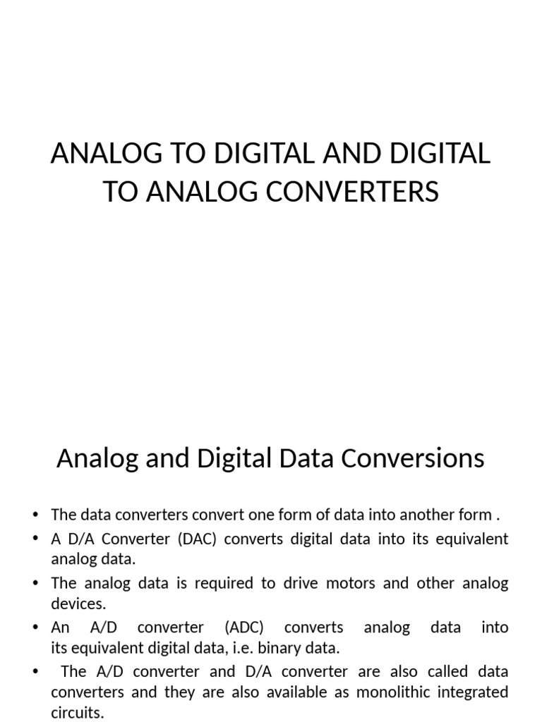 Analog To Digital and Digital To Analog Converters1 | PDF | Analog To ...