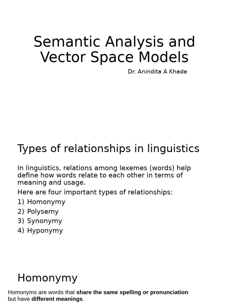 Unit 5 - Semantic Analysis and Vector Space Models | PDF | Linguistics ...