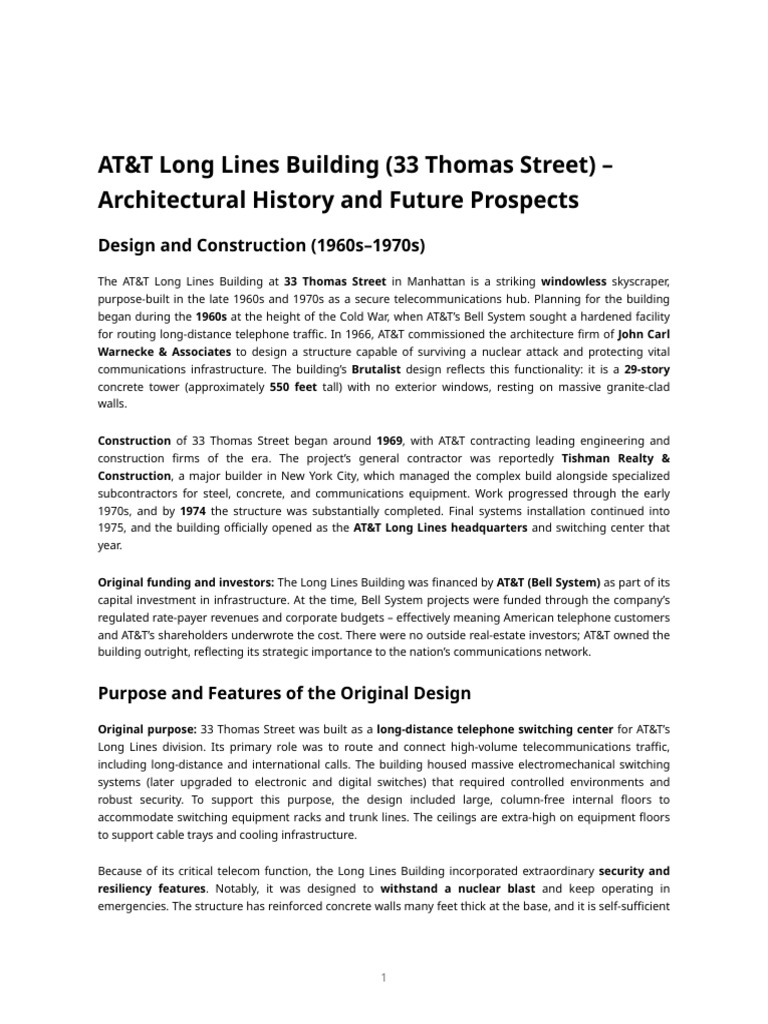AT&T Long Lines Building History & Design | PDF | National Security ...