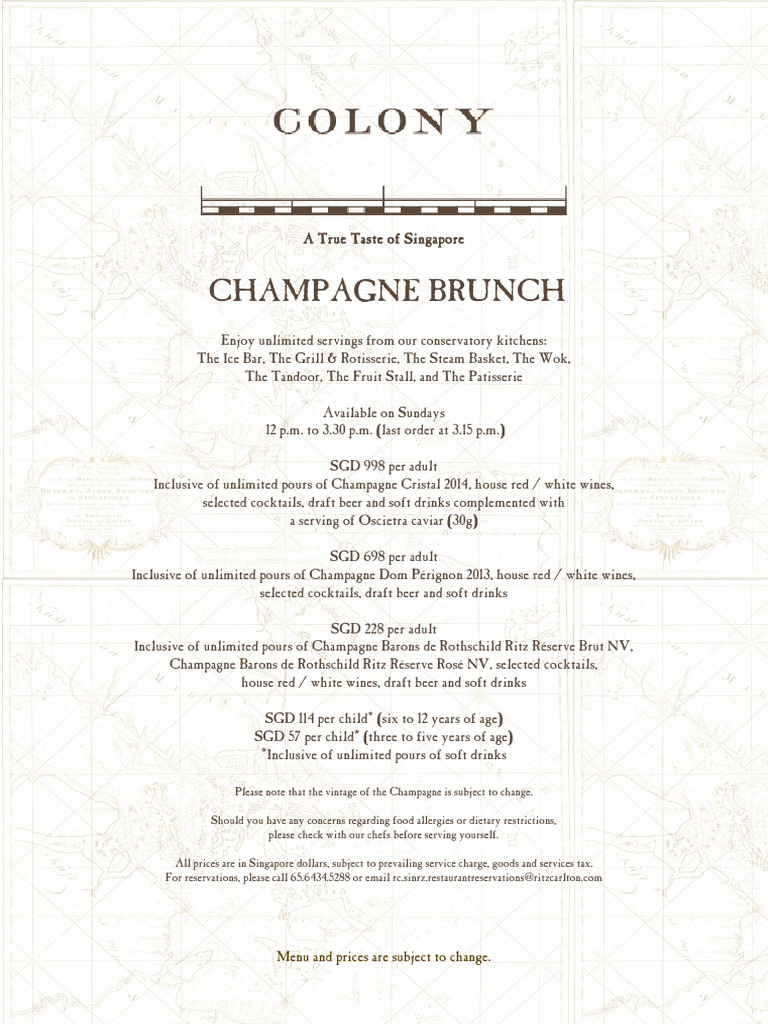 Colony Champagne Brunch Menu | PDF | Sauce | Desserts