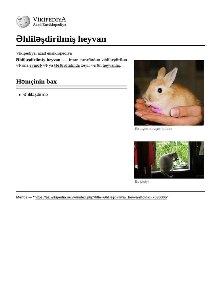 Əhliləşdirilmiş Heyvan | PDF