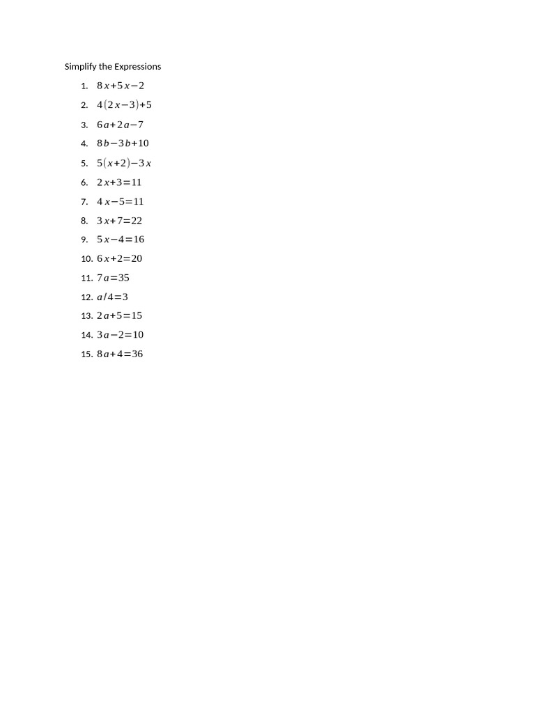 Simplifying Algebraic Expressions Guide | PDF