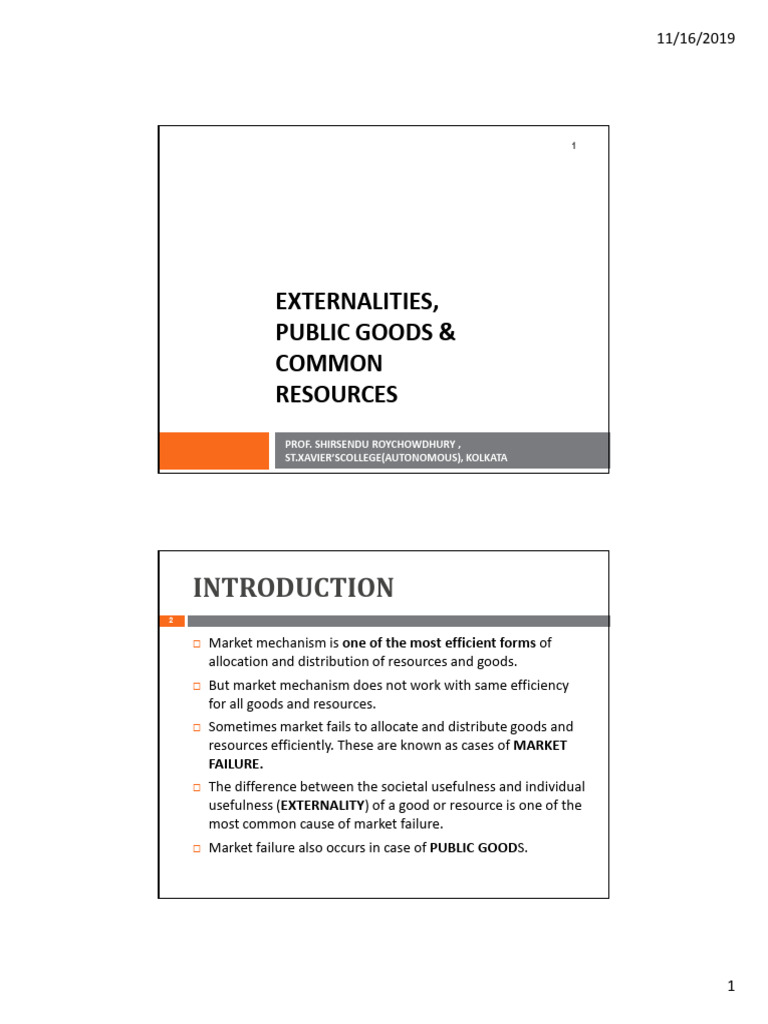 Room 37 Handout No 12 Externalities Public Goods & Common Resources ...