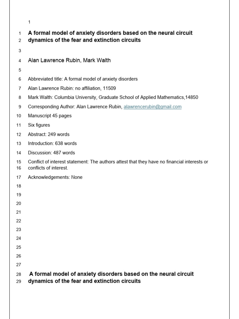 Neural Circuit Model of Anxiety Disorders | PDF | Neuroscience ...