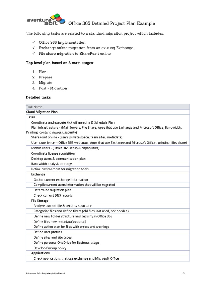 Office 365 Migration Project Plan | PDF | Computer File | Share Point