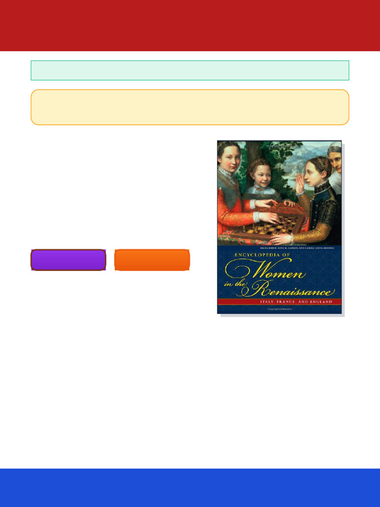 Encyclopedia of Women in the Renaissance Italy France and England 1st ...