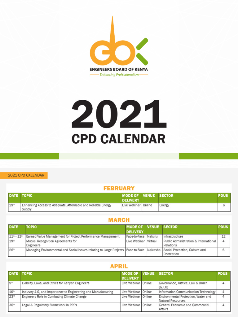 EBK 2021 CPD Calendar - 4 | PDF | Public–Private Partnership | Governance