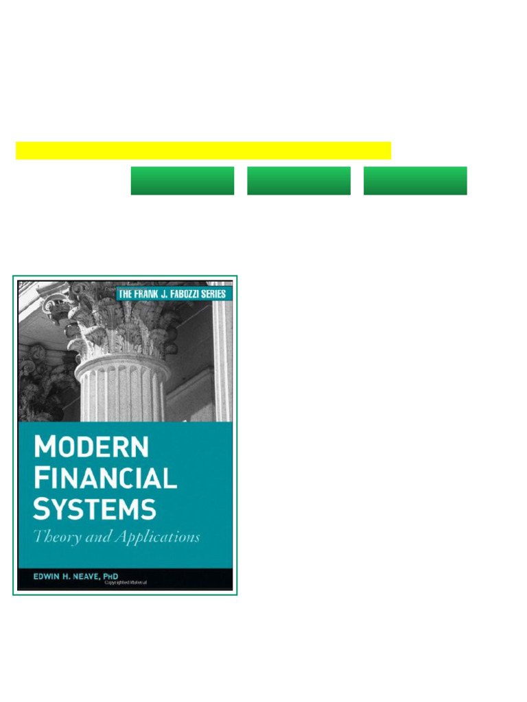 Modern Financial Systems Theory and Applications 1st Edition Edwin H ...