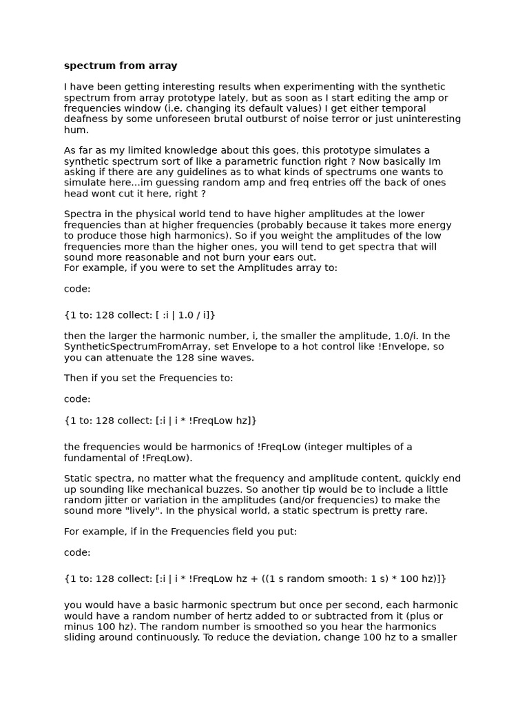 Spectrum From Array Question | PDF