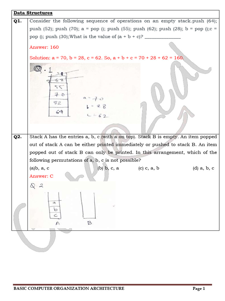 Data Structure I Basic Solution Final (Stack Queue Linked List) | PDF ...