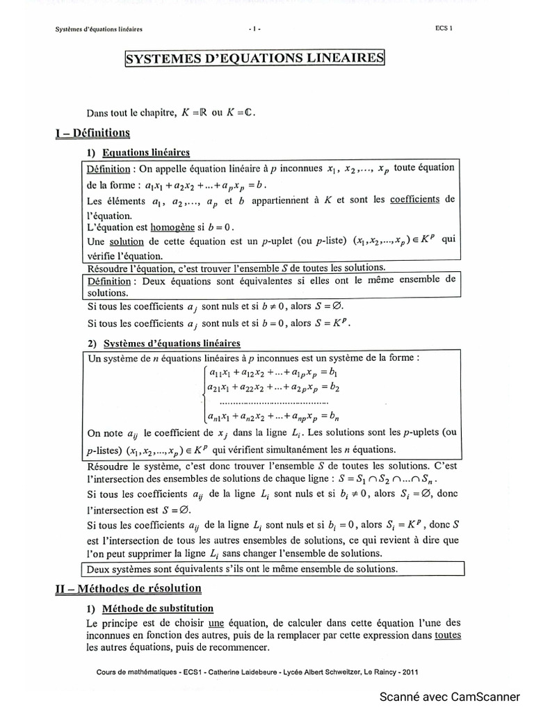 Systèmes D'équations Linéaires | PDF