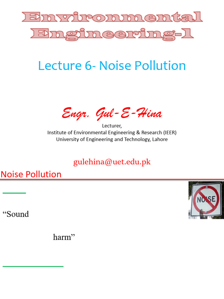 Lec-6-Week (3) (Noise Pollution) | PDF | Noise | Decibel