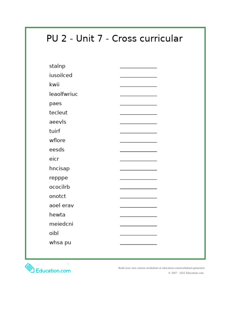 PU 2 - Unit 7 - Cross Curricular | PDF