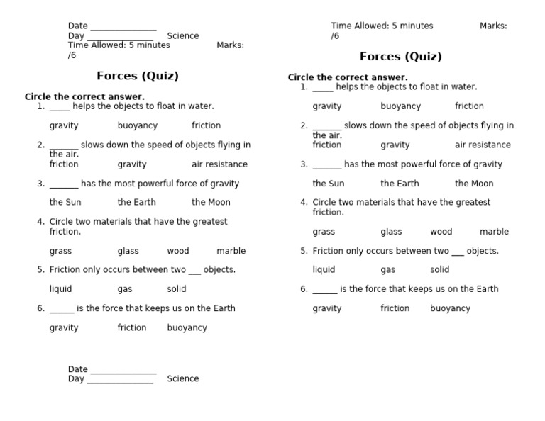 Forces MCQ | PDF