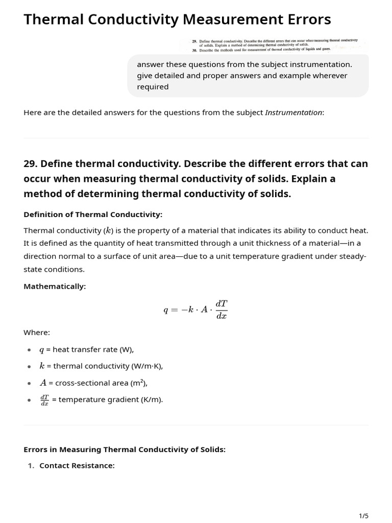 Thermal Conductivity Measurement Errors | PDF | Heat Transfer | Heat