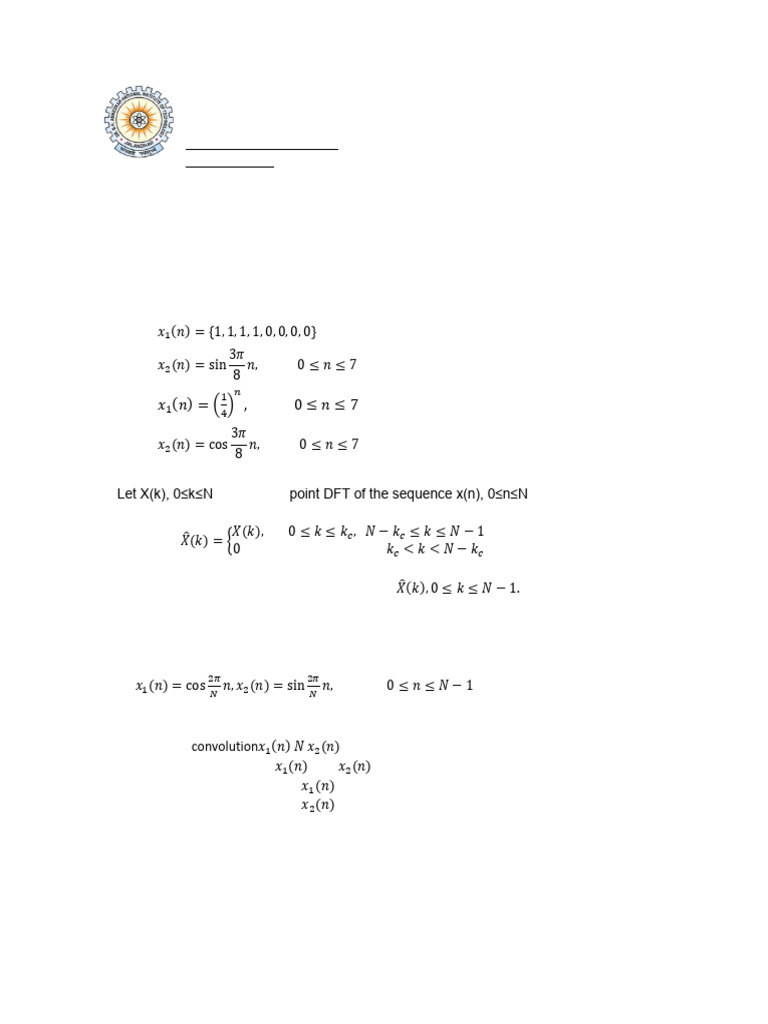 Tute Sheet 5 - Discrete Fourier Transform | PDF | Discrete Fourier ...
