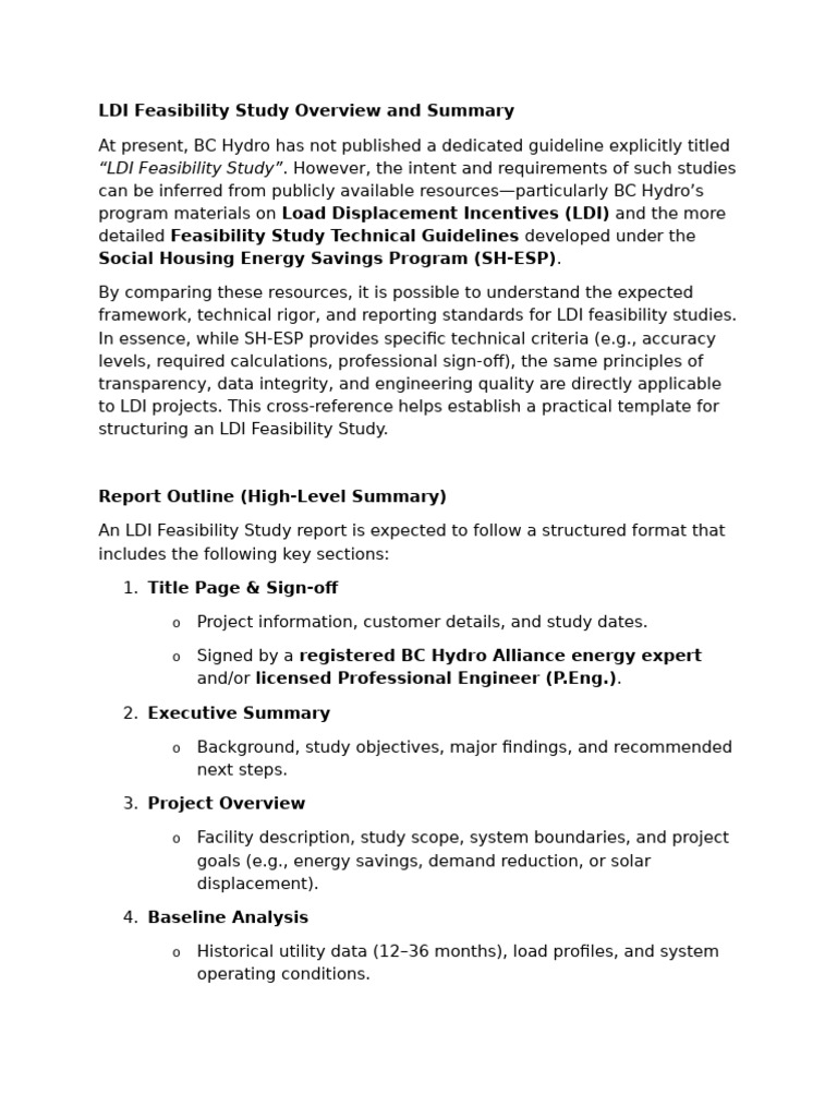 LDI Feasibility Study Overview and Summary | PDF | Feasibility Study ...