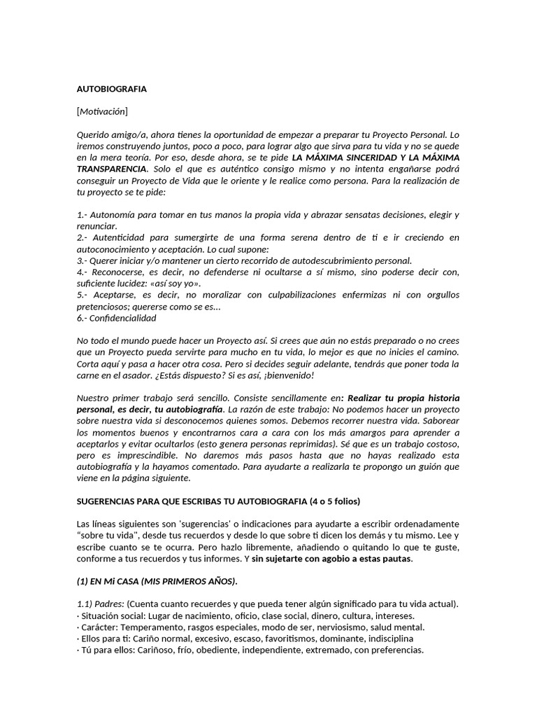 AUTOBIOGRAFIA Modelo | PDF | Conceptos psicologicos | Sicología