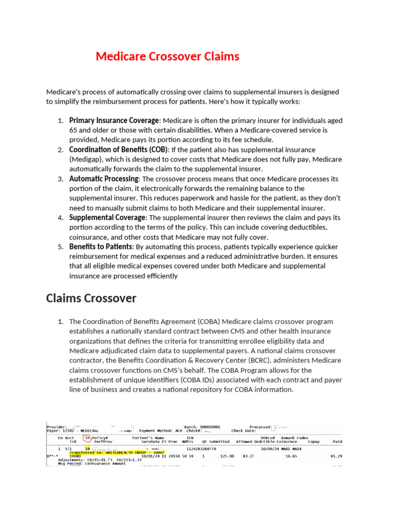 Medicare Crossover Claims | PDF | Medicare (United States) | Insurance