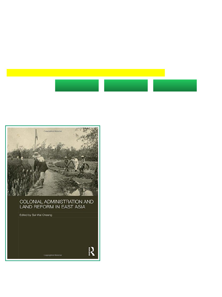 (Ebook) Colonial Administration and Land Reform in East Asia by Sui-Wai ...