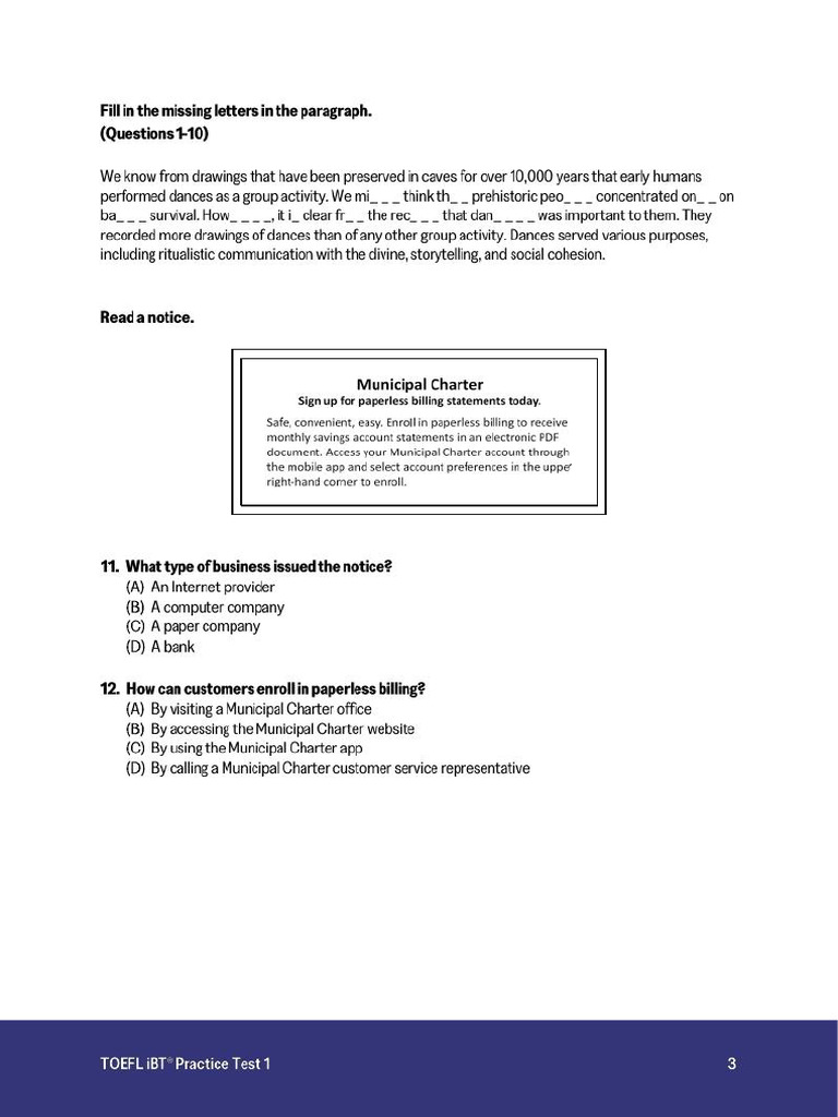 PAGE 4 TOEFL Ibt Full Length Practice Test 1 | PDF