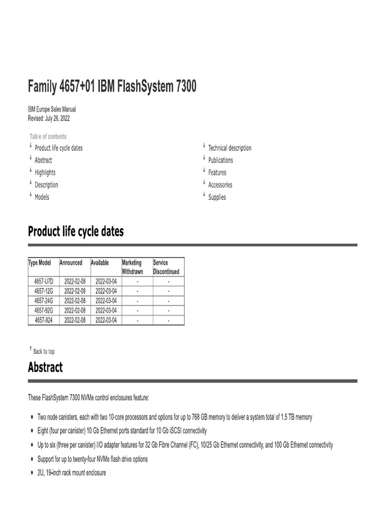 Sales Manual IBM FlashSystem 7300 | PDF