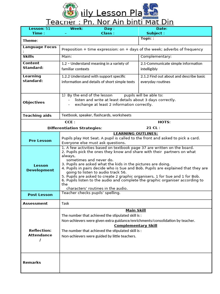 Lesson Plan y3 10 June | PDF | Lesson Plan | Teachers