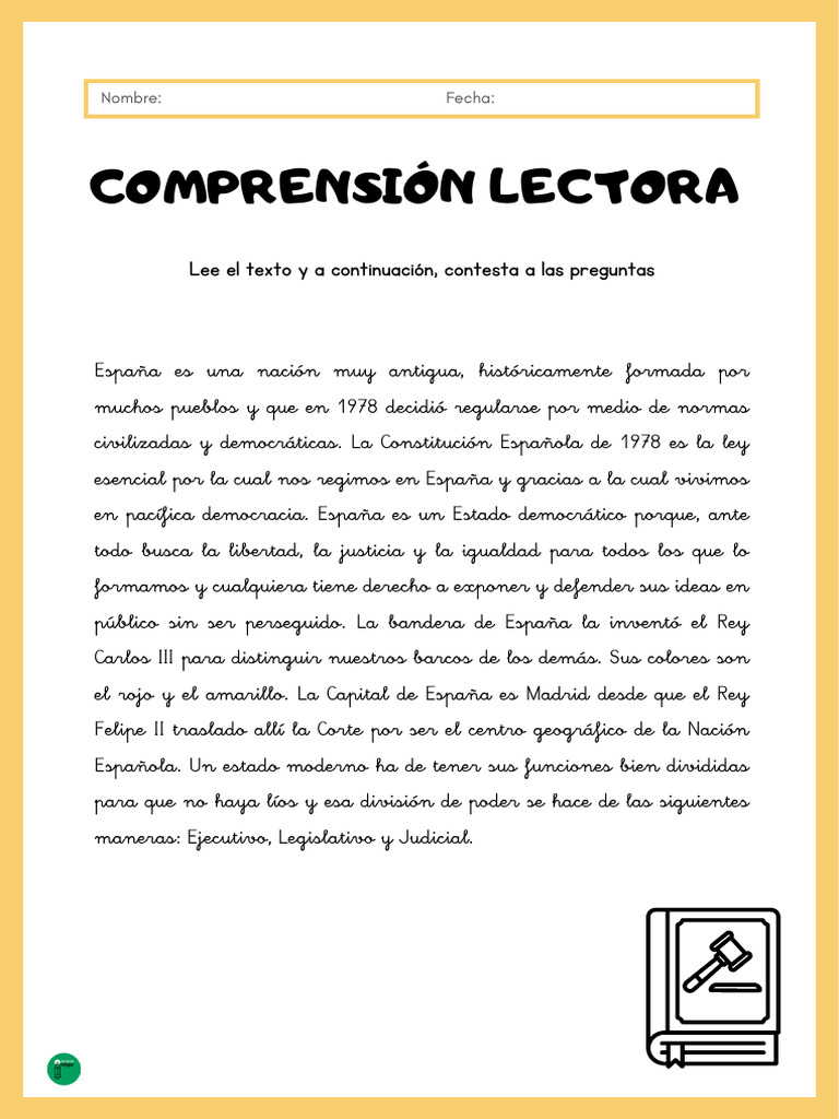 2025-12-05 DÍA de LA CONSTITUCIÓN Comprensión Lectora | PDF