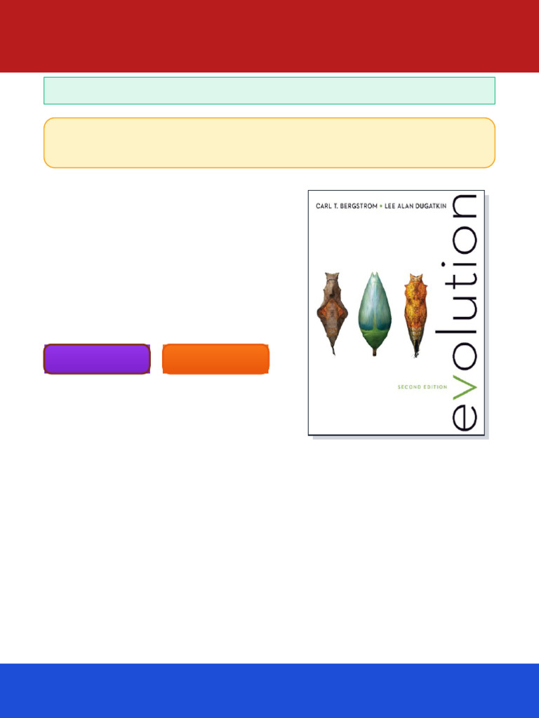 Evolution Second Edition Carl T. Bergstrom Ebook Latest 2025 Digital ...