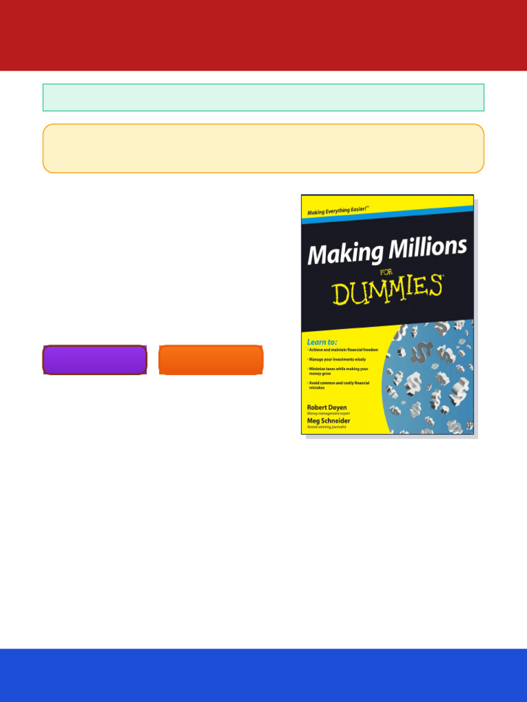 Making Millions For Dummies 1st Edition Robert Doyen Ebook Ready To ...