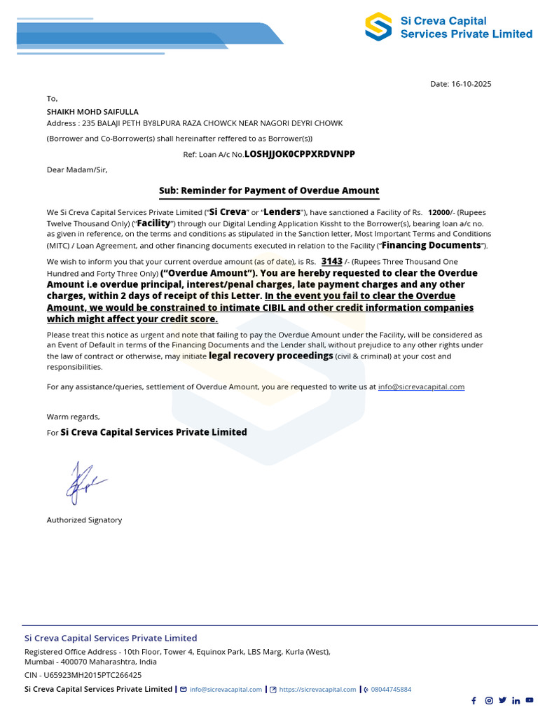 Legal Dunning Letter | PDF | Loans | Credit