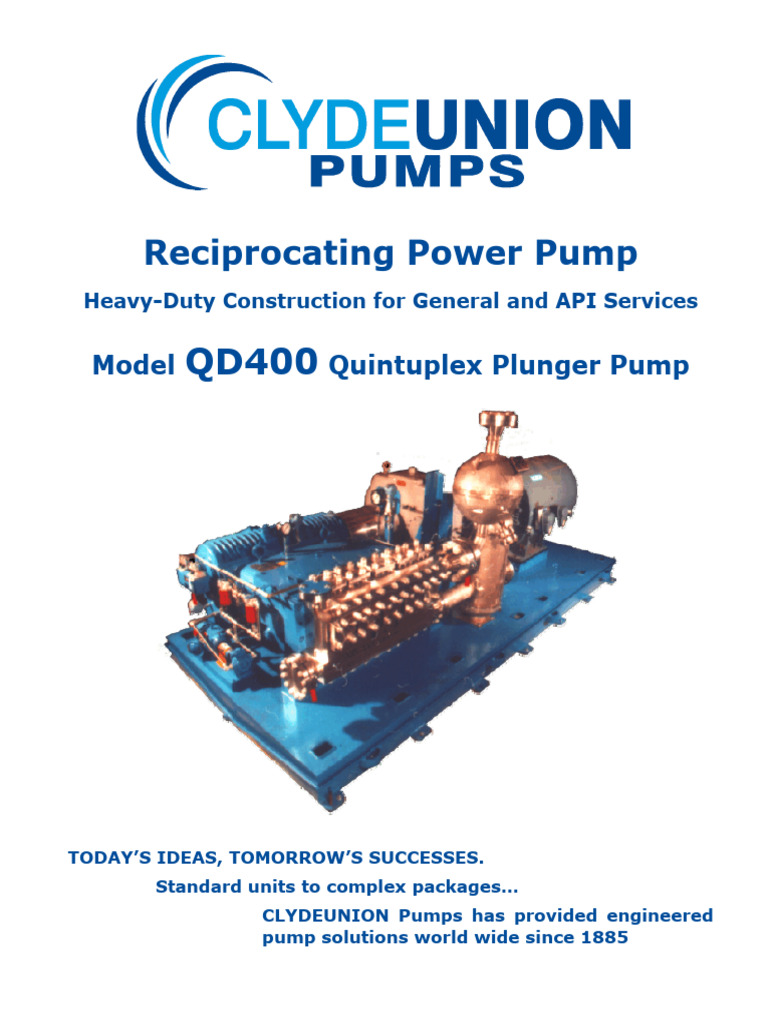 QD400 Quintuplex Plunger Pump Overview | PDF | Pump | Valve
