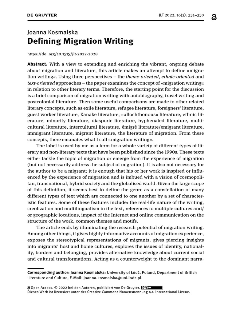 Defining Migration Writing | PDF | Human Migration | Globalization