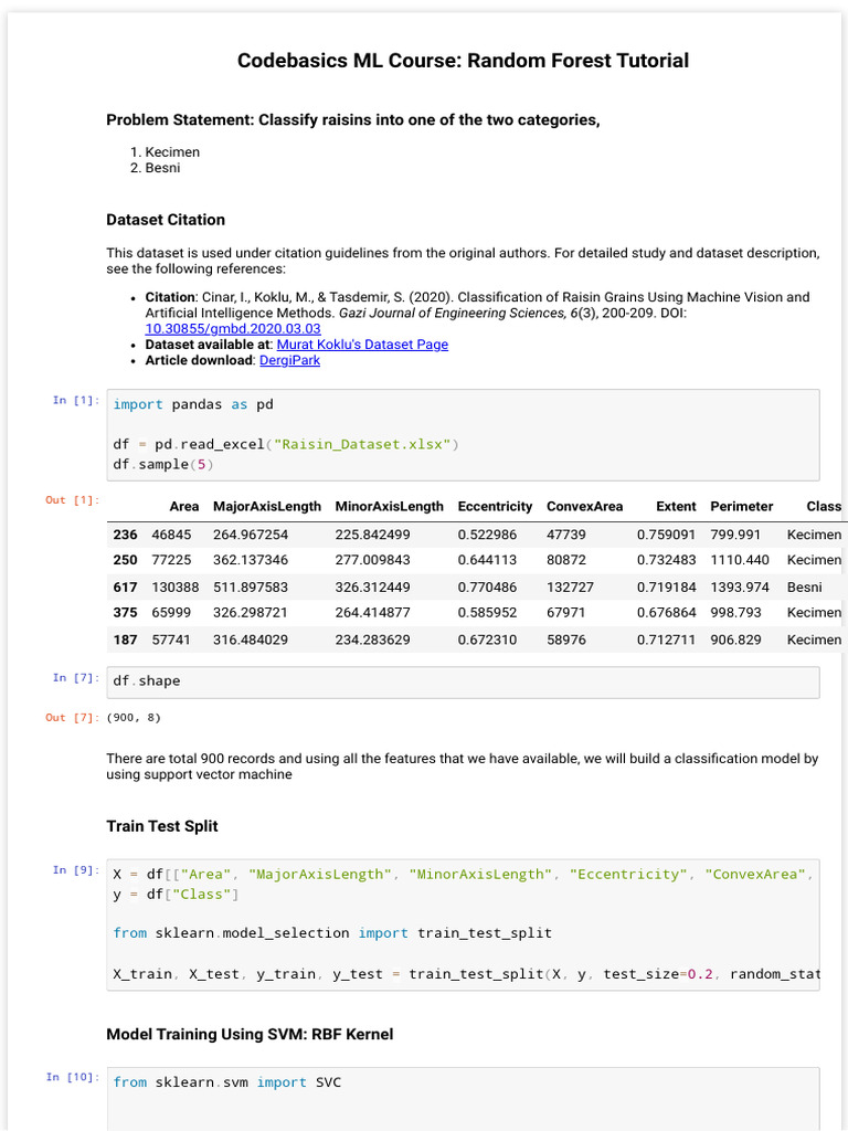 Random Forest Raisin Classification | PDF | Algorithms | Cognitive Science