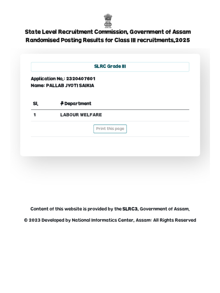 SLRC Posting Result | PDF