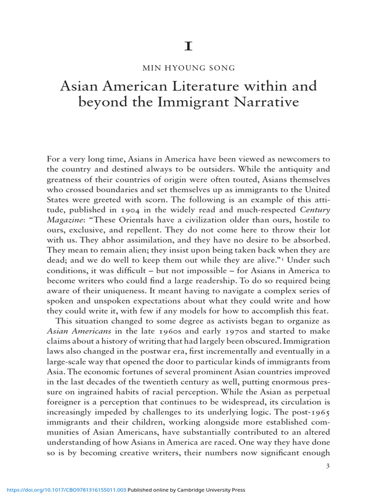 Asian American Literature Within and Beyond the Immigrant Narrative | PDF