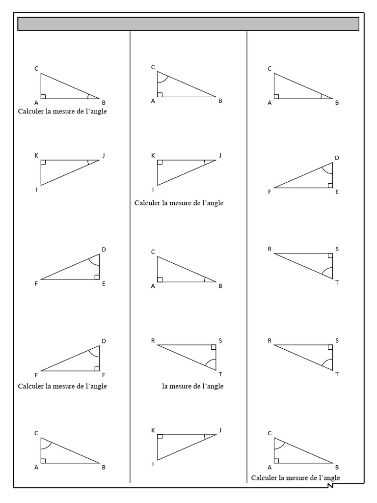 Exercices sur les triangles rectangles | PDF | Triangle | Géométrie ...