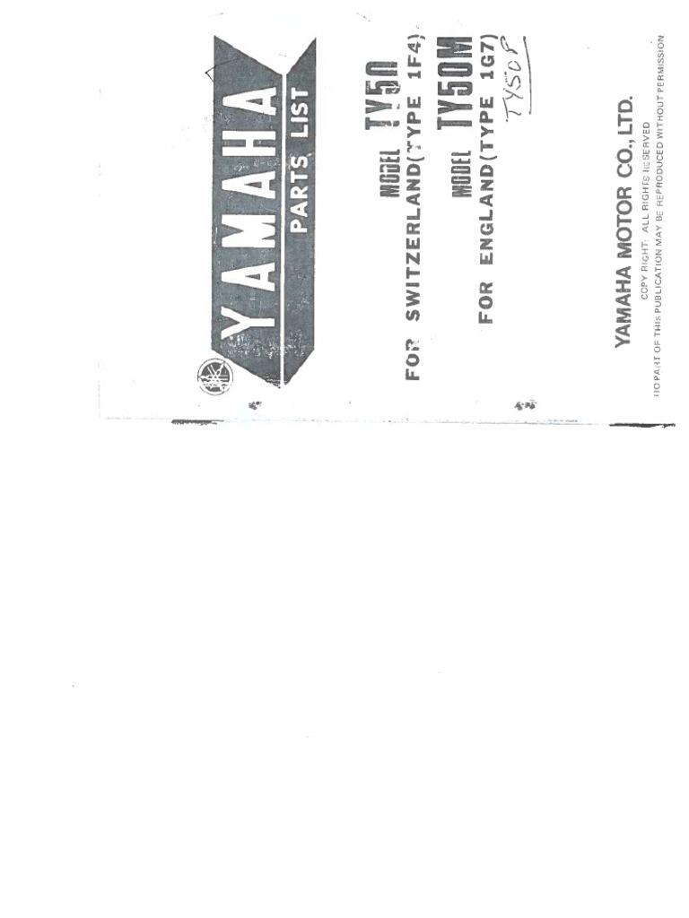 Parts List YAMAHA TY50 1F4 SWISS 1G7 ENGLAND | PDF