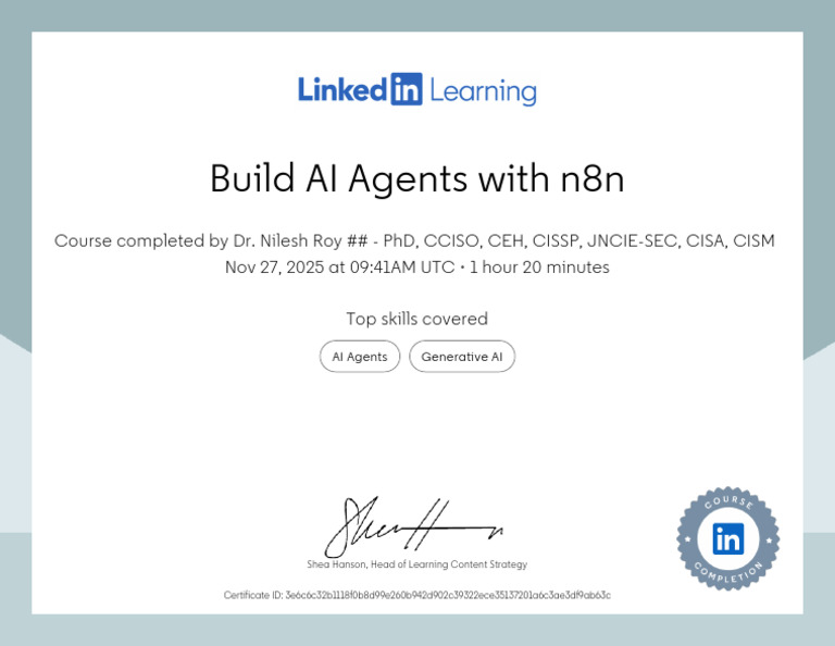 CertificateOfCompletion - Build AI Agents With n8n | PDF