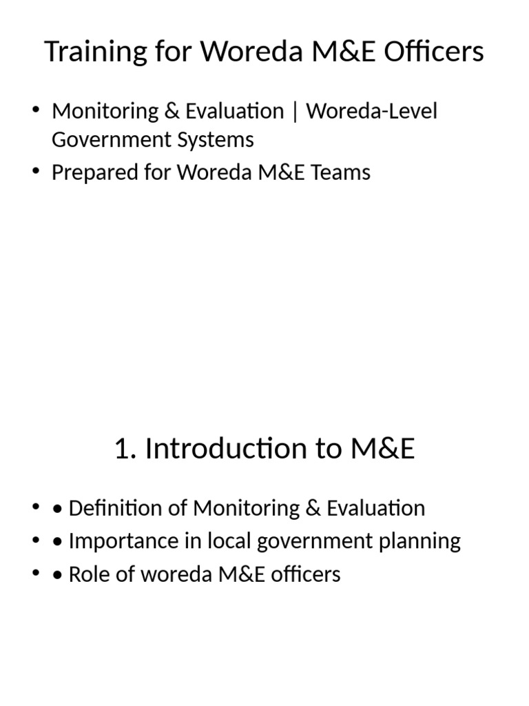 Woreda ME Training | PDF