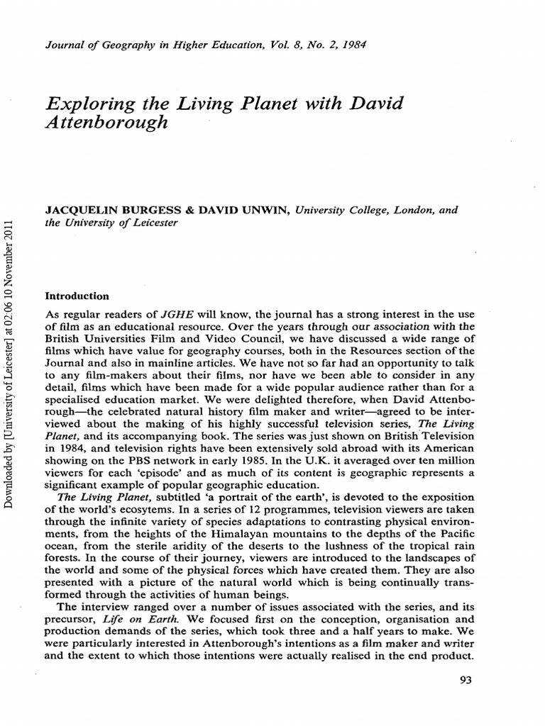 Attenborough, David - Exploring The Living Planet (Interview) (1984 ...