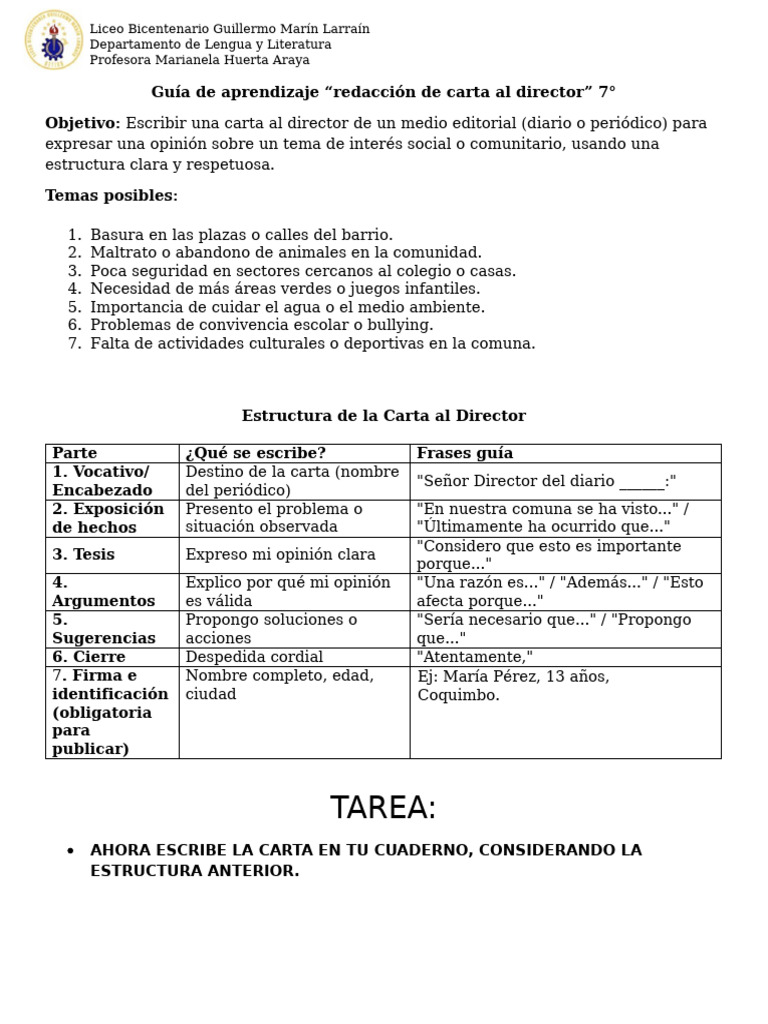 Guía para Redactar Carta al Director | PDF
