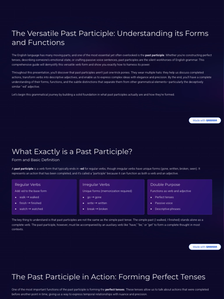 The Versatile Past Participle Understanding Its Forms and Functions ...